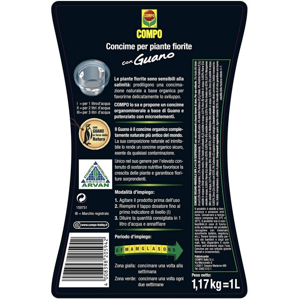 Compo Concime per Piante Fiorite con Guano 1Lt | Agrigarden San Marino